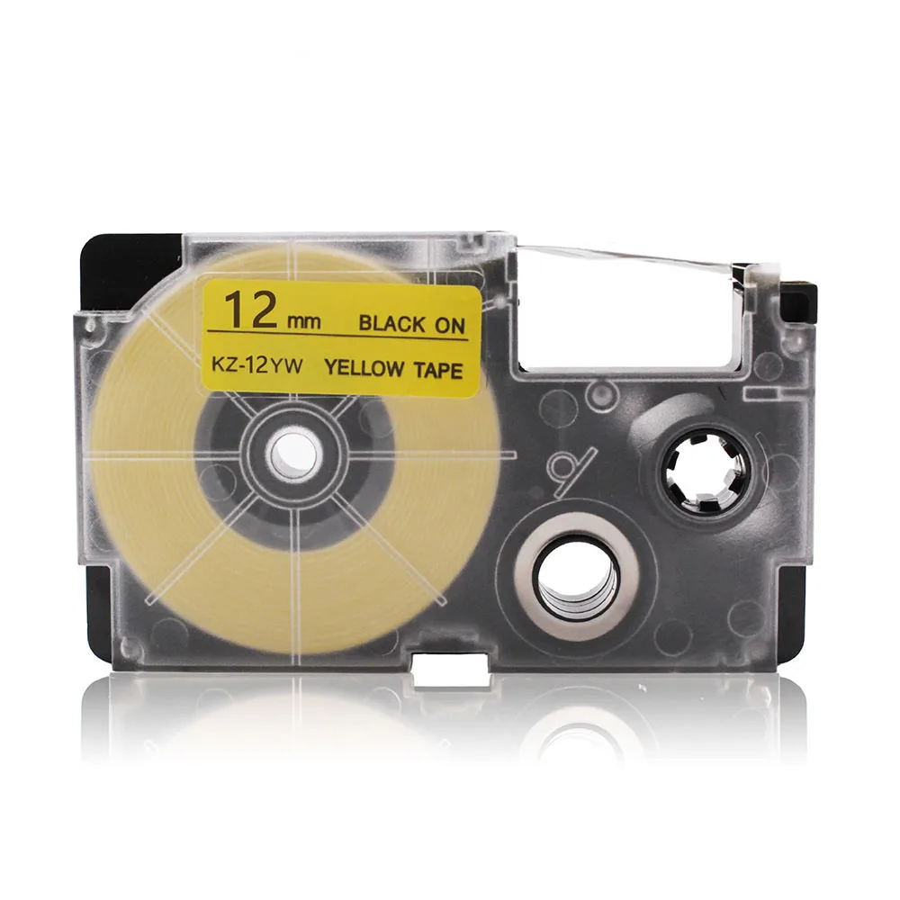 12mm Black On Yellow Compatible Casio Label Tape Cassette Ribbon Tape ...