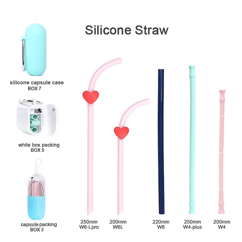Wholesale Pink Portable Folding Collapsible Straw With Case,Silicone ...
