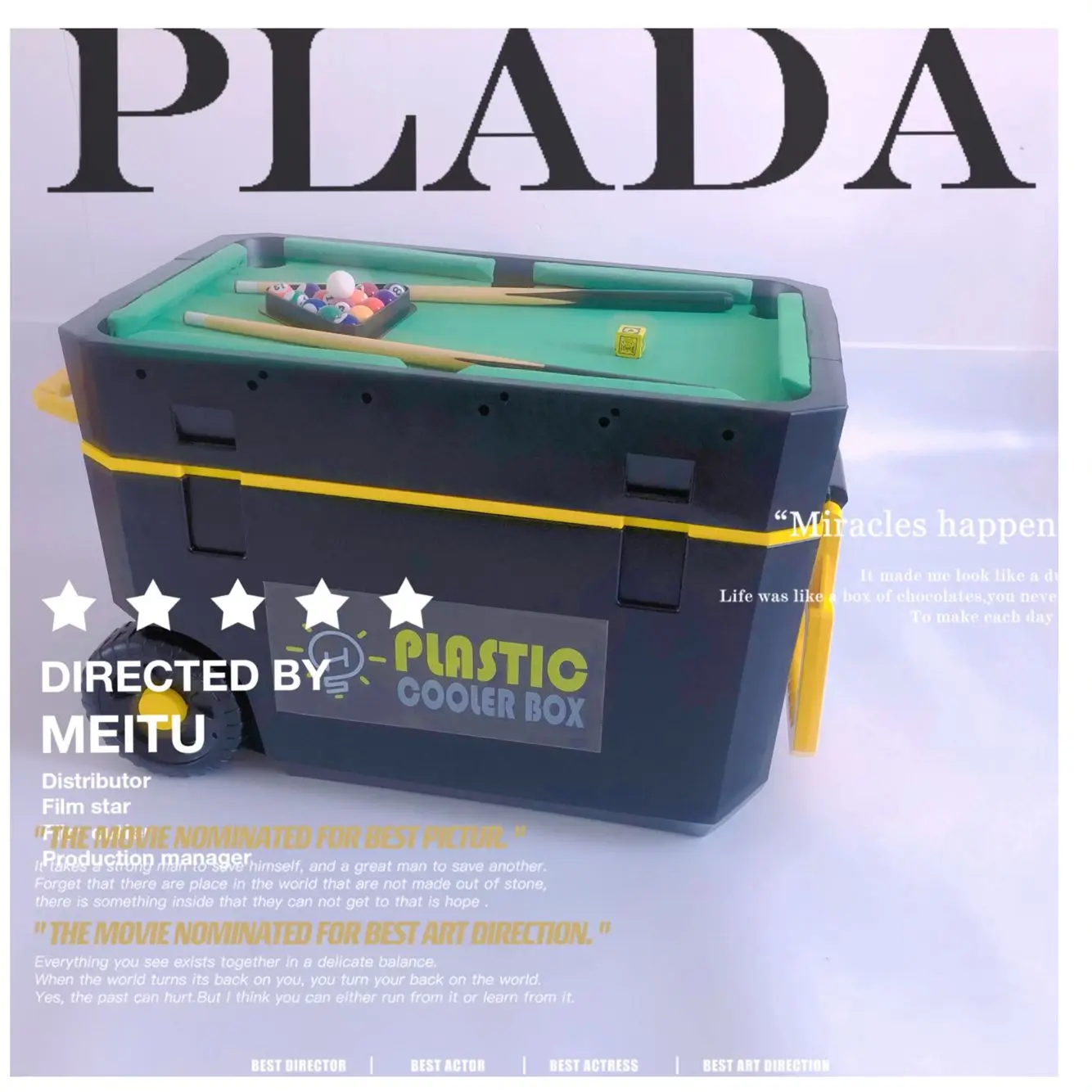 Hs Plastic Cooler 60L Game Ice Cooler Box with Wheels Chill Chest Hard ...