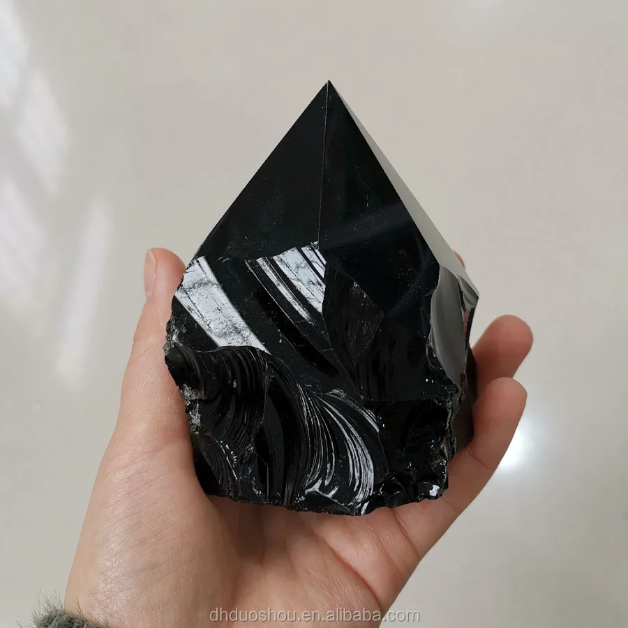 Healing Quartz Rough Point Natural Black Obsidian Crystals
