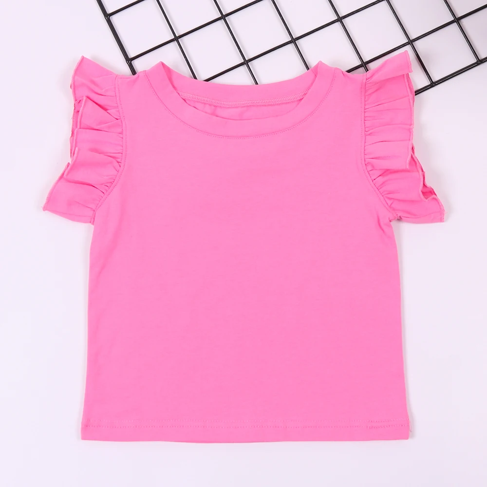 Toddlers Ruffle Tee Shirts Plain Baby Kids Causal Top Shirts Solid ...