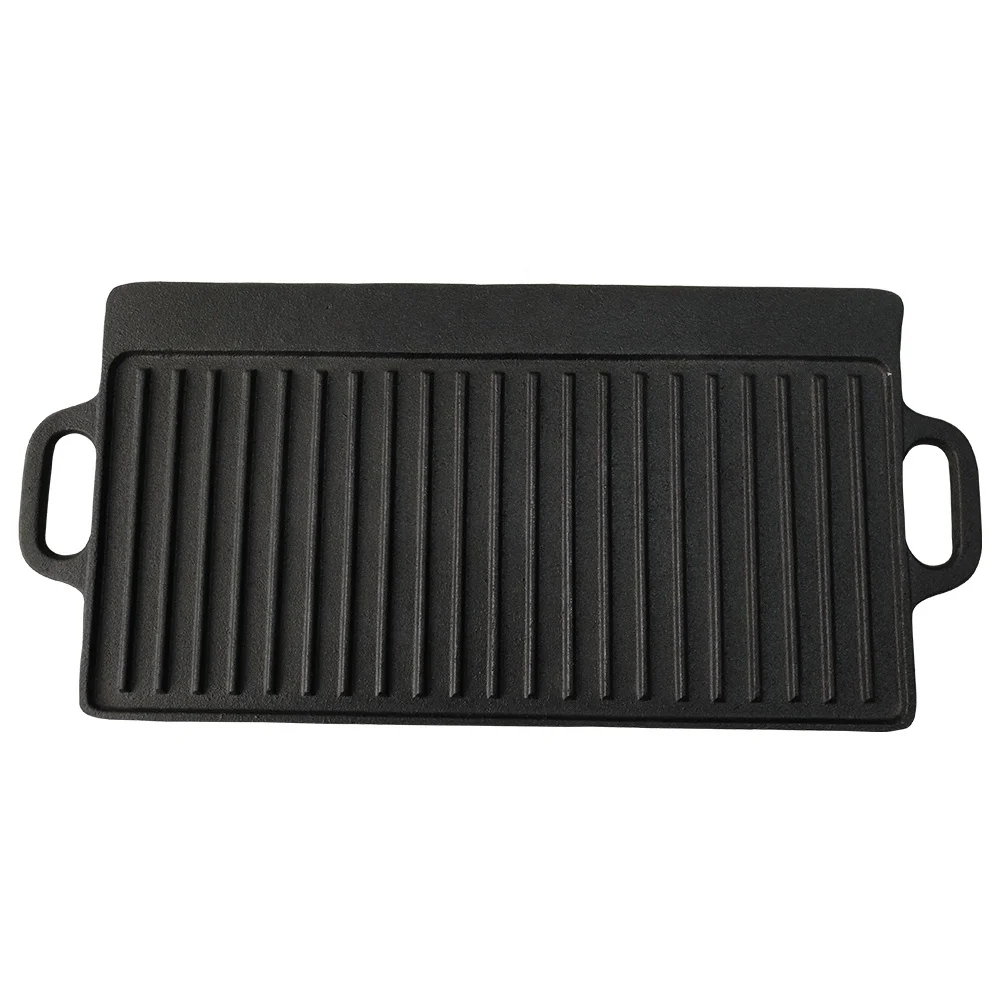 Pre-seasoned Flat Rectangular BBQ Grill Plate Reversible Cast Iron ...