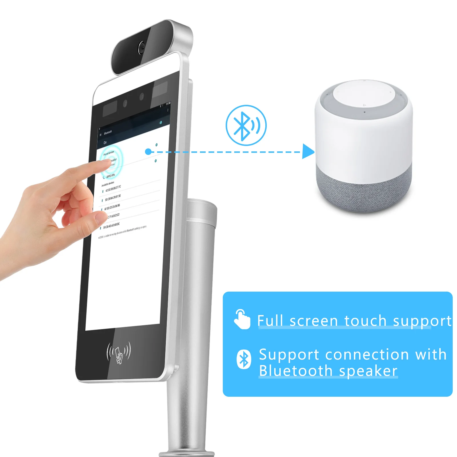 8 Inch WIFI Touch Screen Access Control with AI Temperature Detection