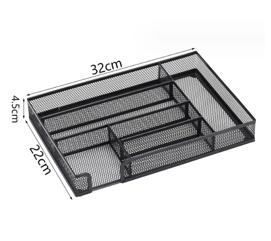 Metal Mesh Desk File Organizer Tray With 6 Compartments Sorter Drawer ...
