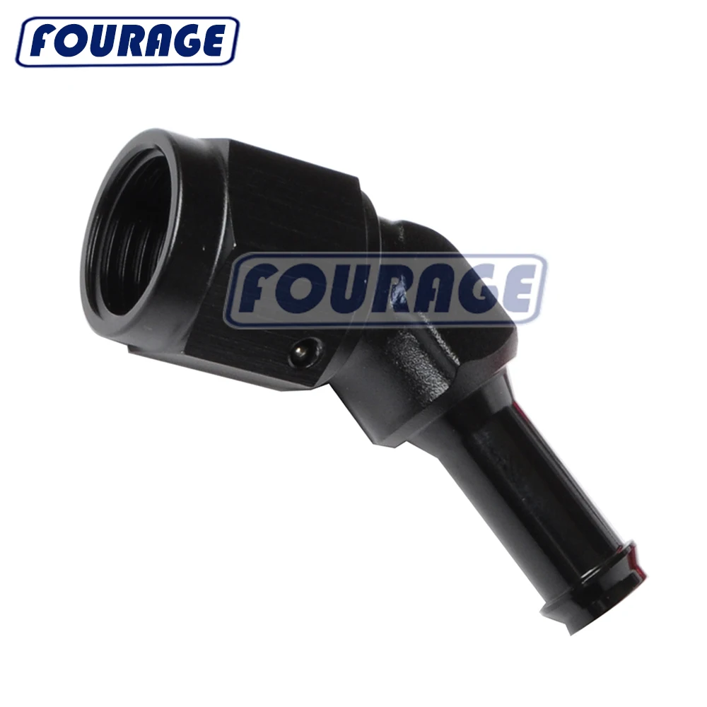 45 Degree Female AN8 to 1/2" Hose Barb Adapter - Aluminum