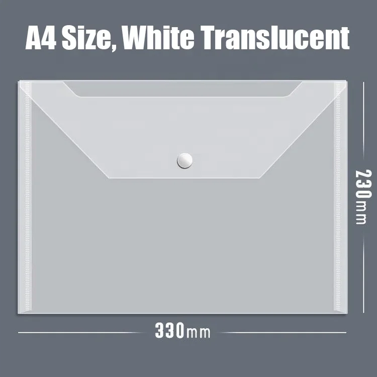 Clear Plastic Pocket Folder with Snap Button for A4 Size Paper - OEM