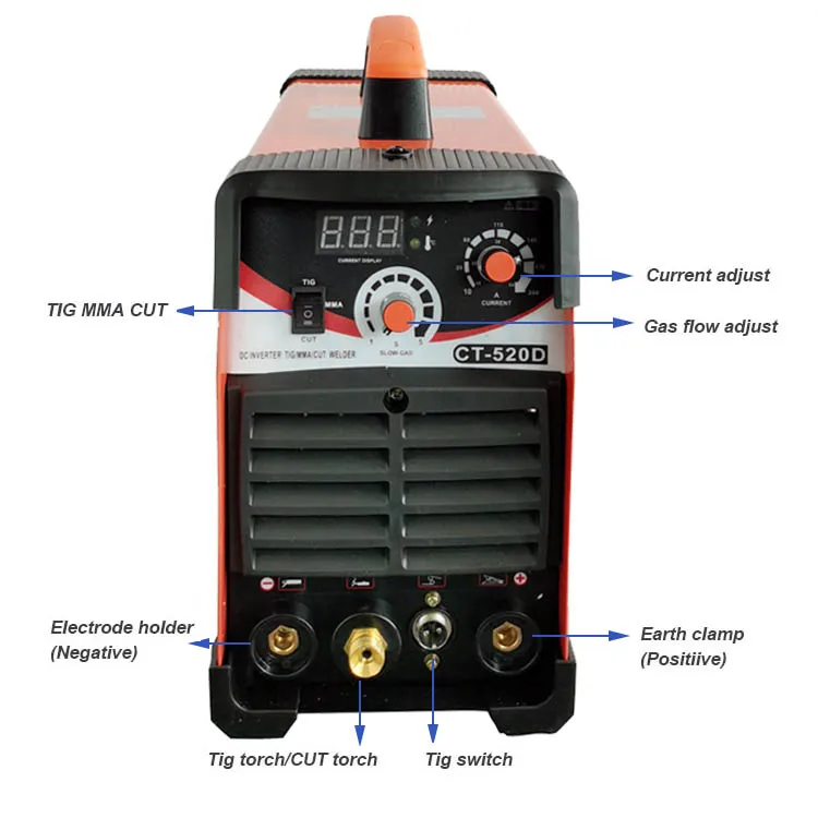 CT520 Mosfet Inverter TIG/MMA/CUT Welder 50 Amp 220V Plasma Cutter
