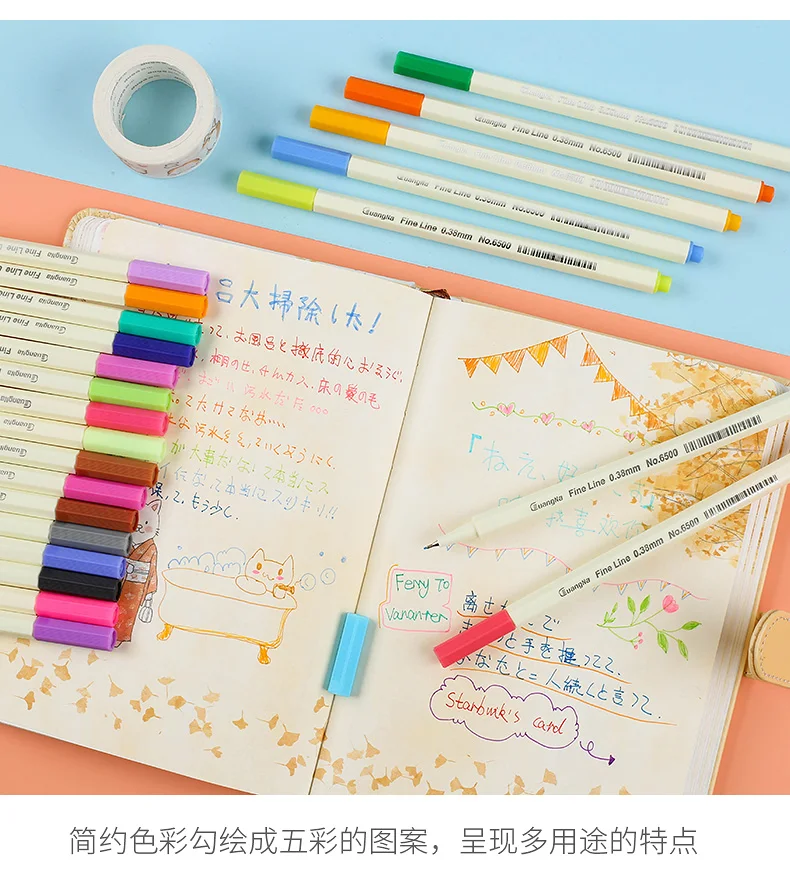 24 Colors Fineliner Color Pen Set,0.4 Mm Fine Line Drawing Pen,Porous ...