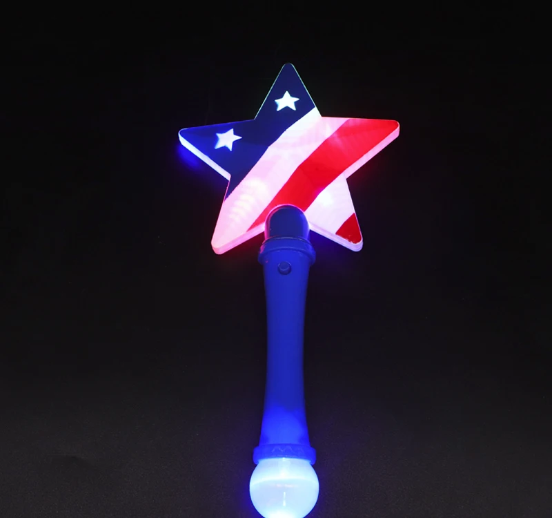 New Products Light Up Usa Flag Short Wand Led Flashing Stick For July ...