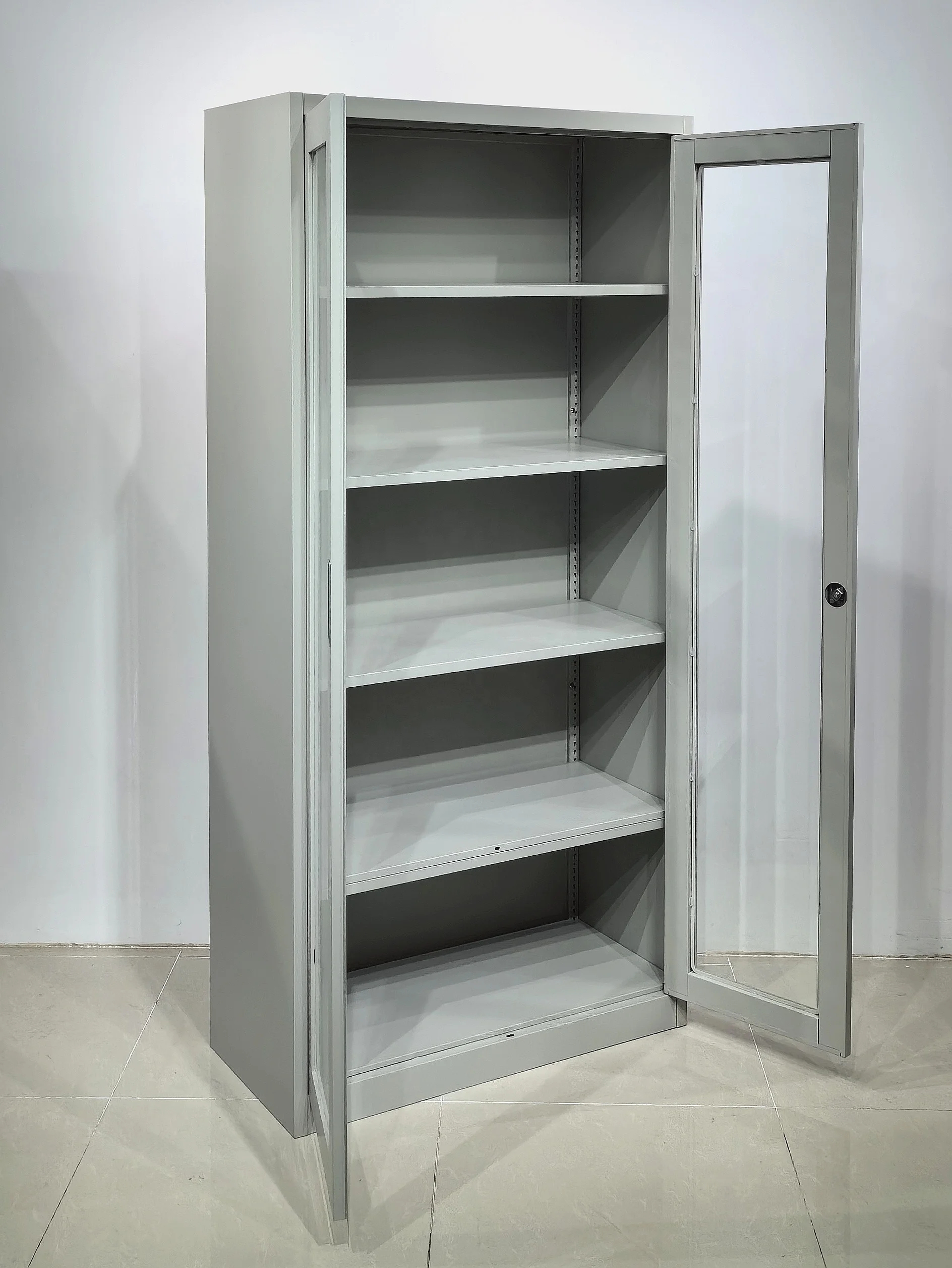 Steel Glass Door File Cabinet Cupboard With 4 Adjustable Shelf Book ...