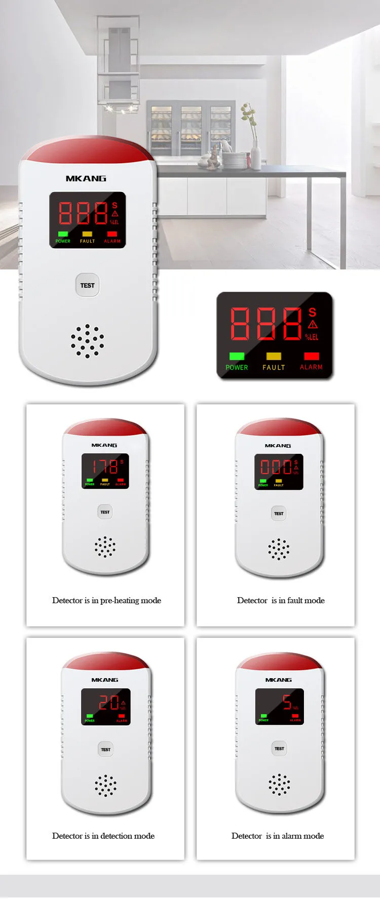 Wireless Security System Home Gas Detector Alarm,Combustible Gas Lpg ...