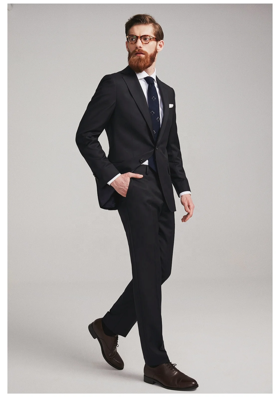 Men's Woolen Business Suit With Single-breasted Closure Made From ...