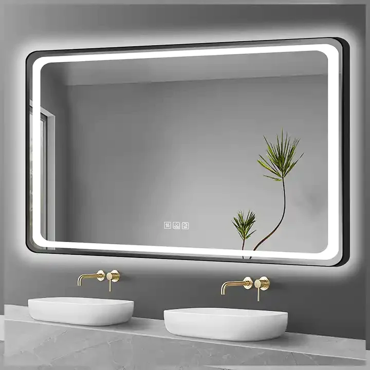 Modern Rectangle Bathroom Wall Mirror With Led Light Illuminated Design ...