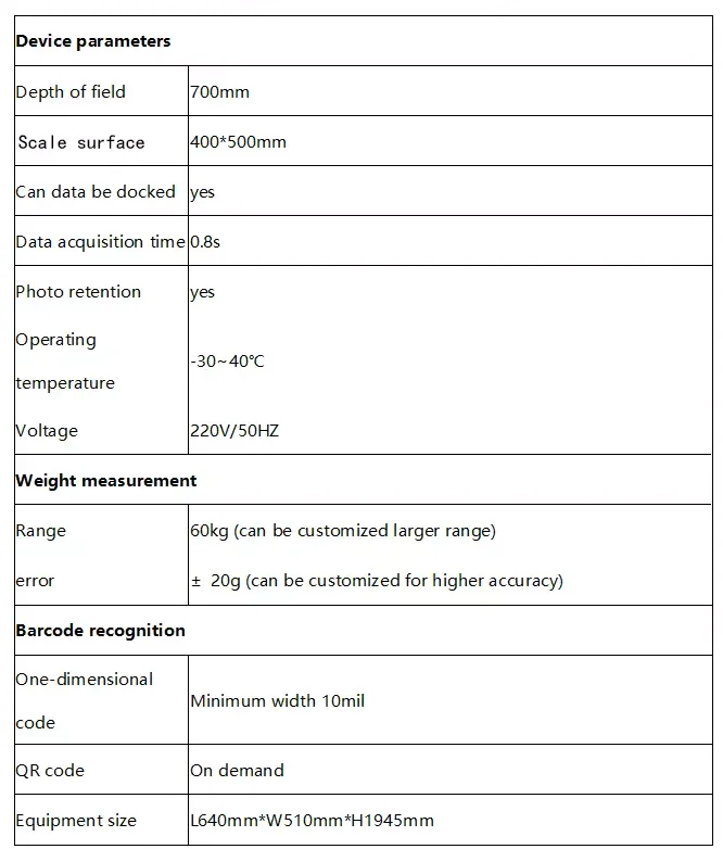 Static Weight Scan and Dimension System for Parcel Solutions