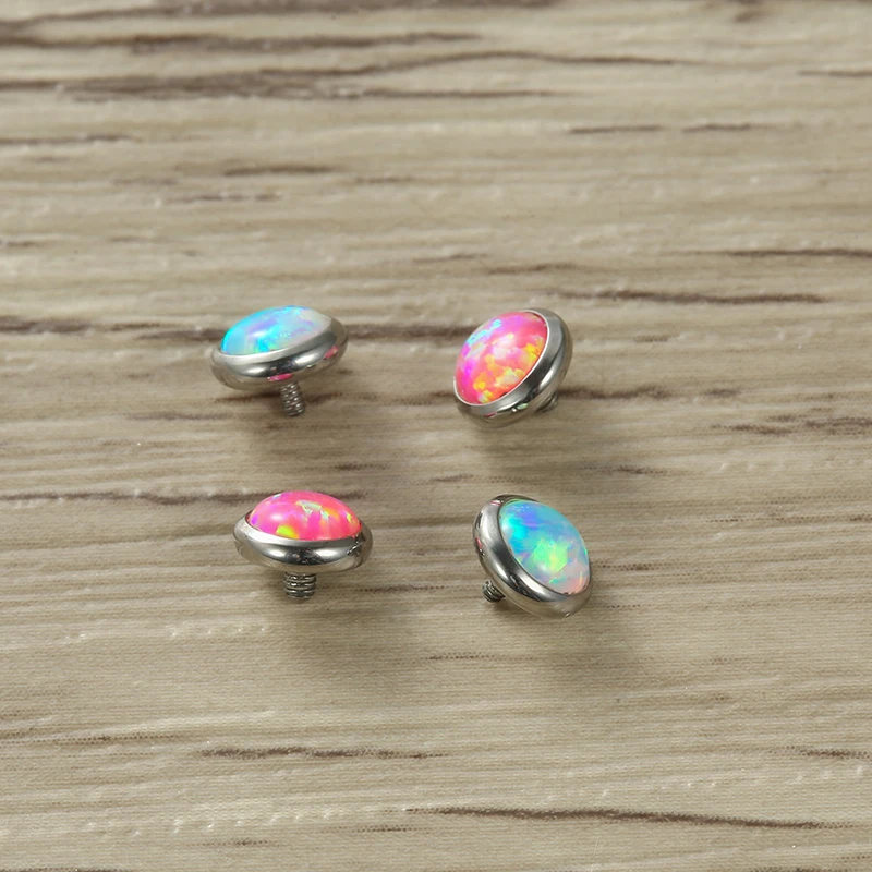16g Astm F136 Titanium Micro Dermal Tops Bezel Set Synthetic Opal Disc ...