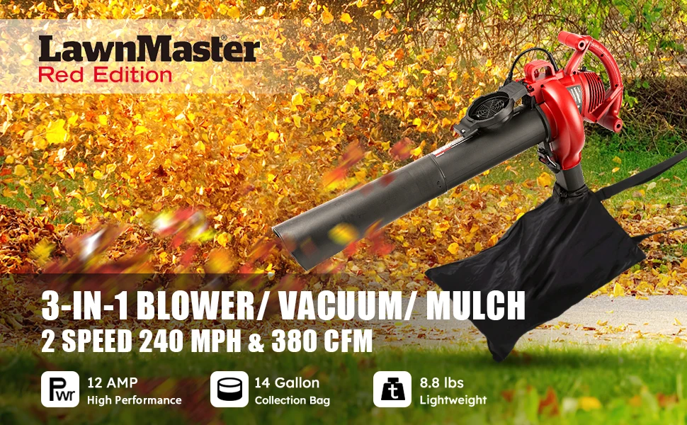 Lawnmaster Red Edition Electric Blower Vacuum Mulcher