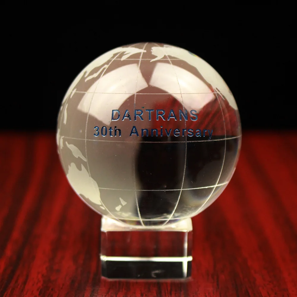 Crystal Ball with World Map Engraved - Perfect Business Gift