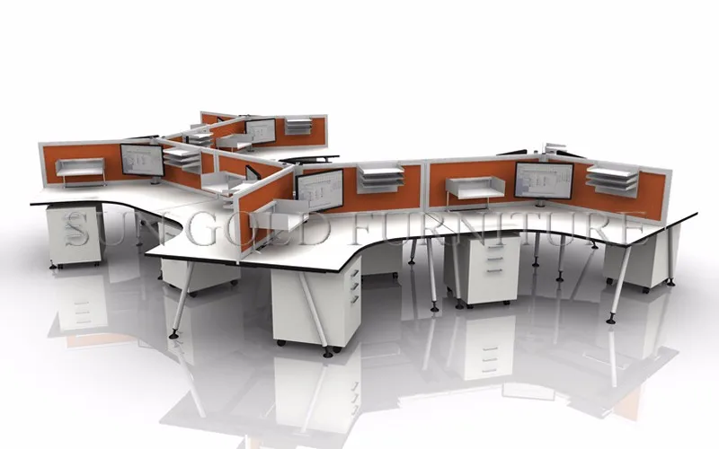 Modern L Shaped Desk - 3 Person Office Table by HONGYE SHENGDA