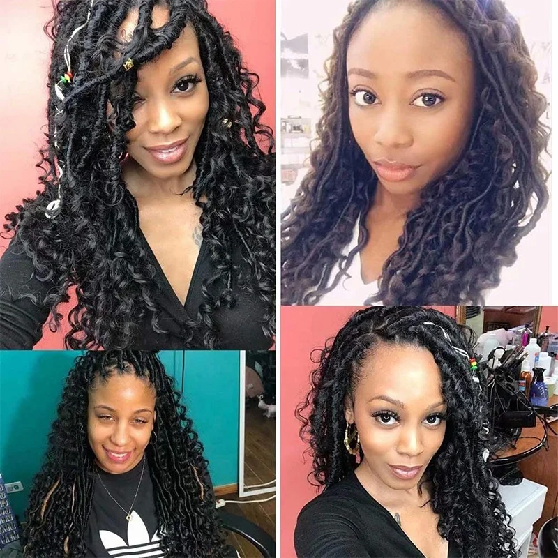 New Goddess Locs Crochet Hair Pre-looped Skinny River Fauxs Locs Wavy ...