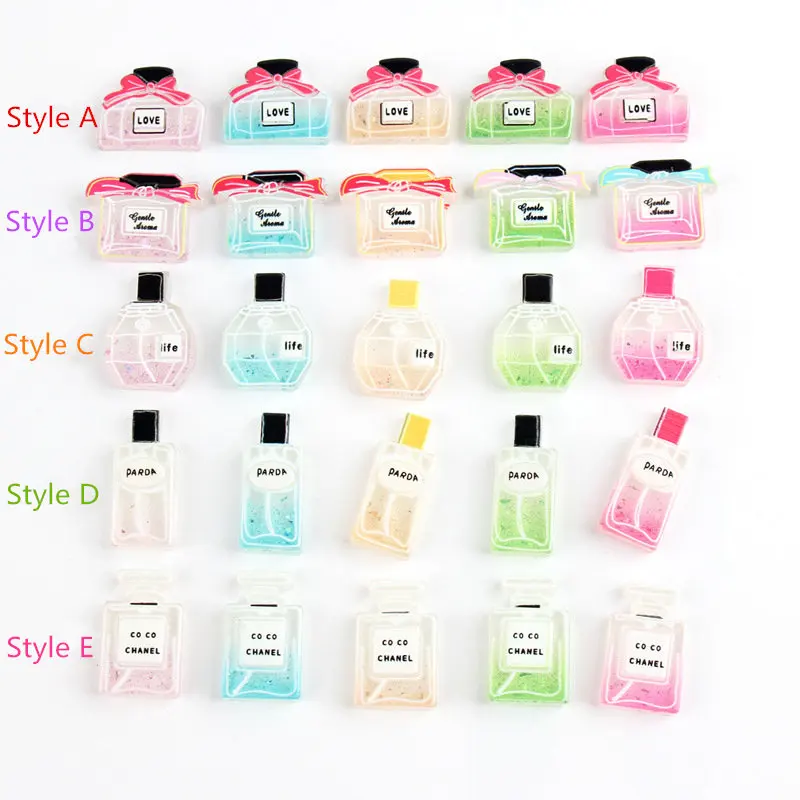 Resin Glitter Mini Perfume Bottle Flatback Cabochon Stone Diy Sweet ...