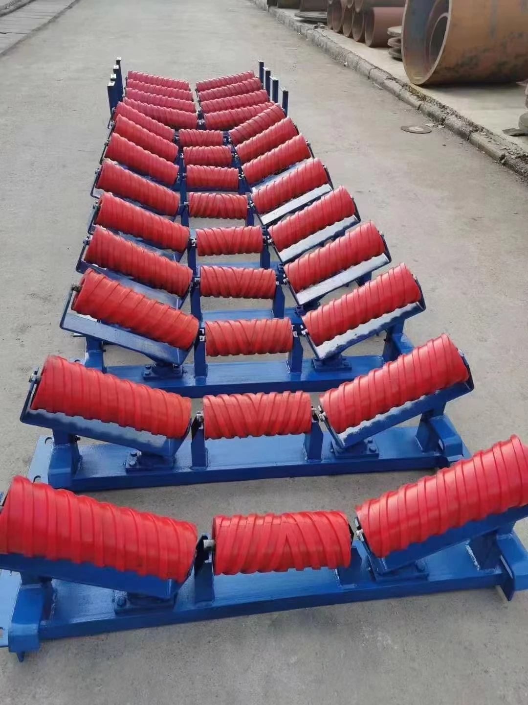 Conveyor Belt Trough Idler Rollers Set With Frame Mining Coal Heavy ...