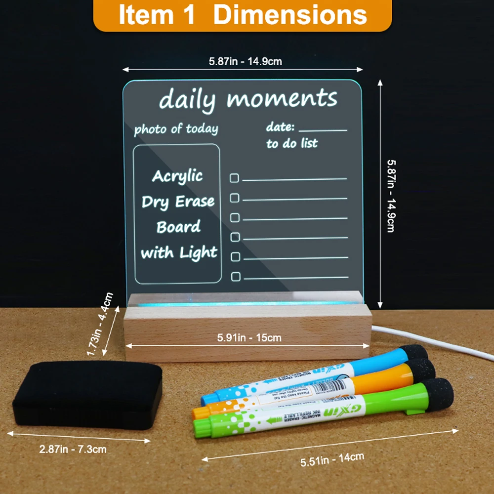Portable Acrylic Message Board With Led Light For Night Writing Perfect ...