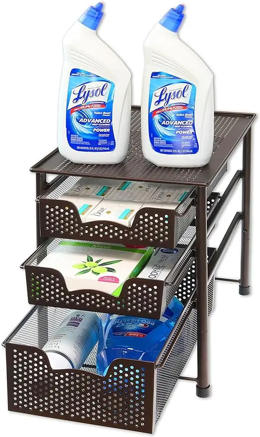 Simple Houseware Stackable 3 Tier Sliding Basket Organizer Drawer ...