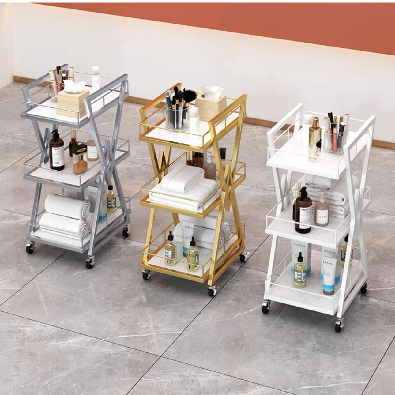 Rose Gold Manicure Trolley - Stylish & Durable Barber Cart