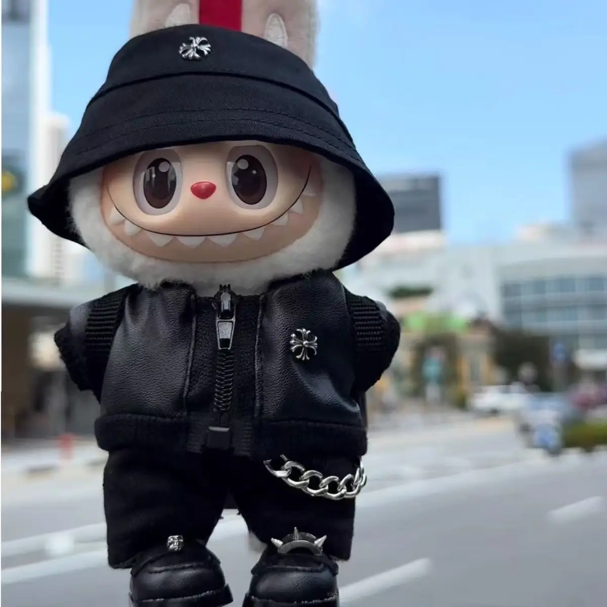 Labubu Leather Chrome Hearts Dress Labubu Chrome Hearts Clothes ...