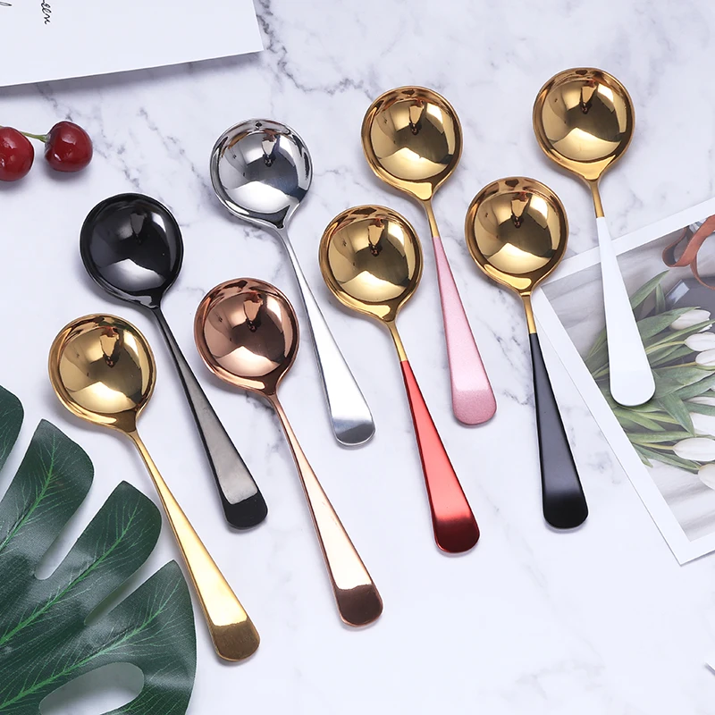 New Product Colorful Handle Round Titanium Coffee Cupping Spoon ...