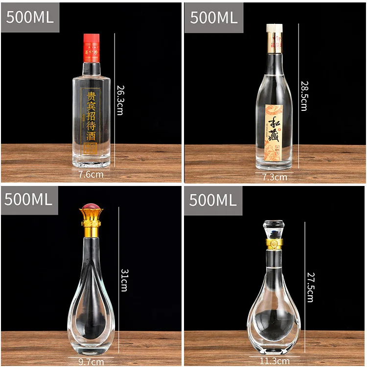 500ml Cork Top Liquor Spirits Rum Vodka Whiskey Tequila Gin Clear White ...