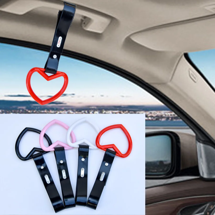 Jdm Car Accessories Heart Shape Tsurikawa Ring Pink Heart Handle Hand ...