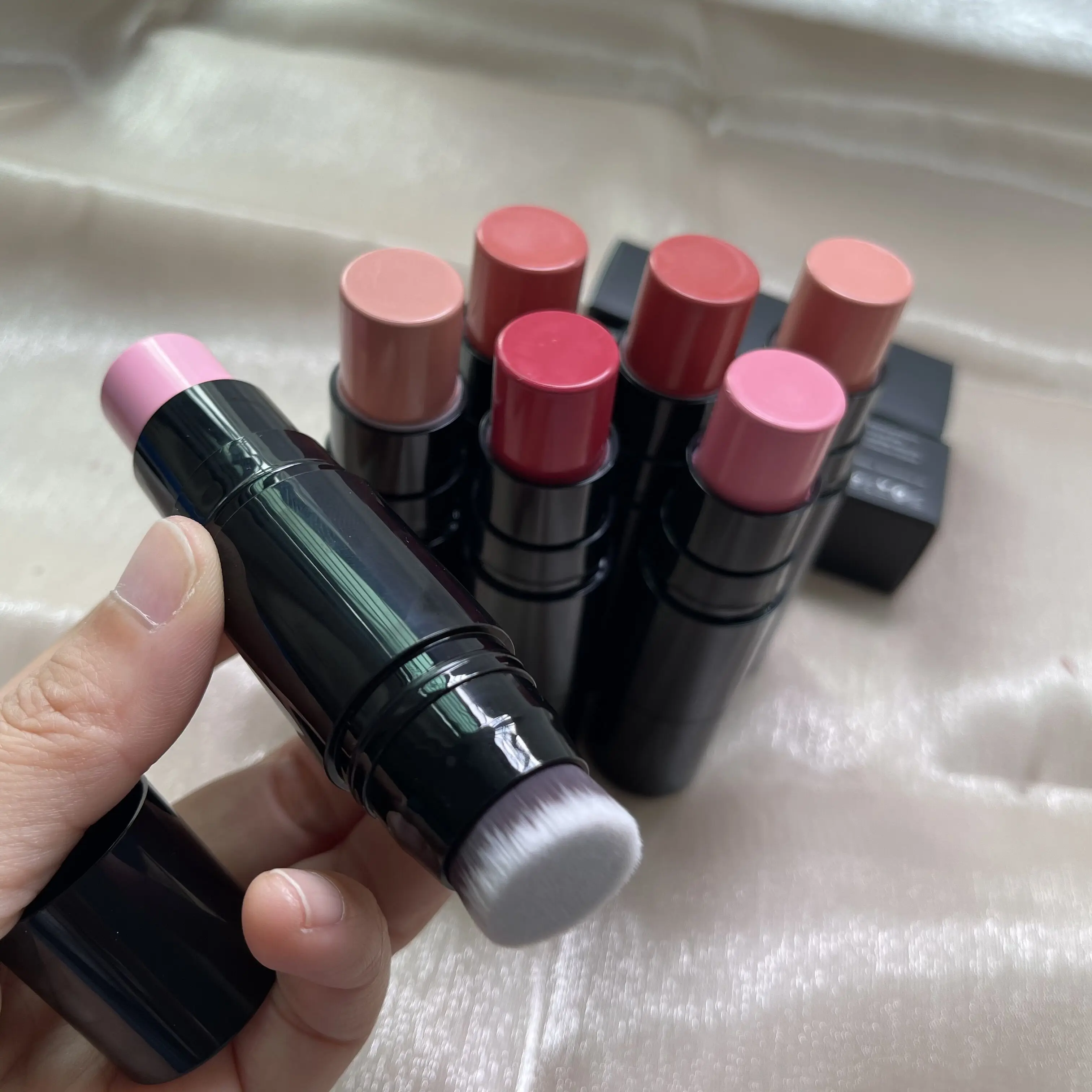 New Custom Your Own Logo Blush Palette Makeup Pink Blusher Highlighter ...