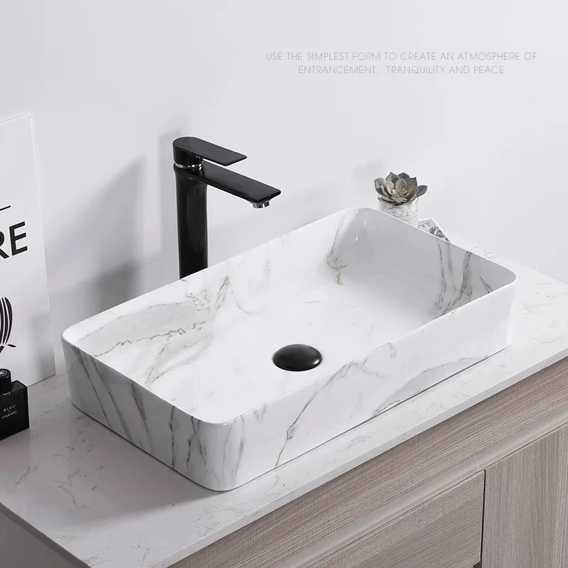 Yeson Cabinet Countertop Bathroom Marble Ceramic Hand Wash Basin