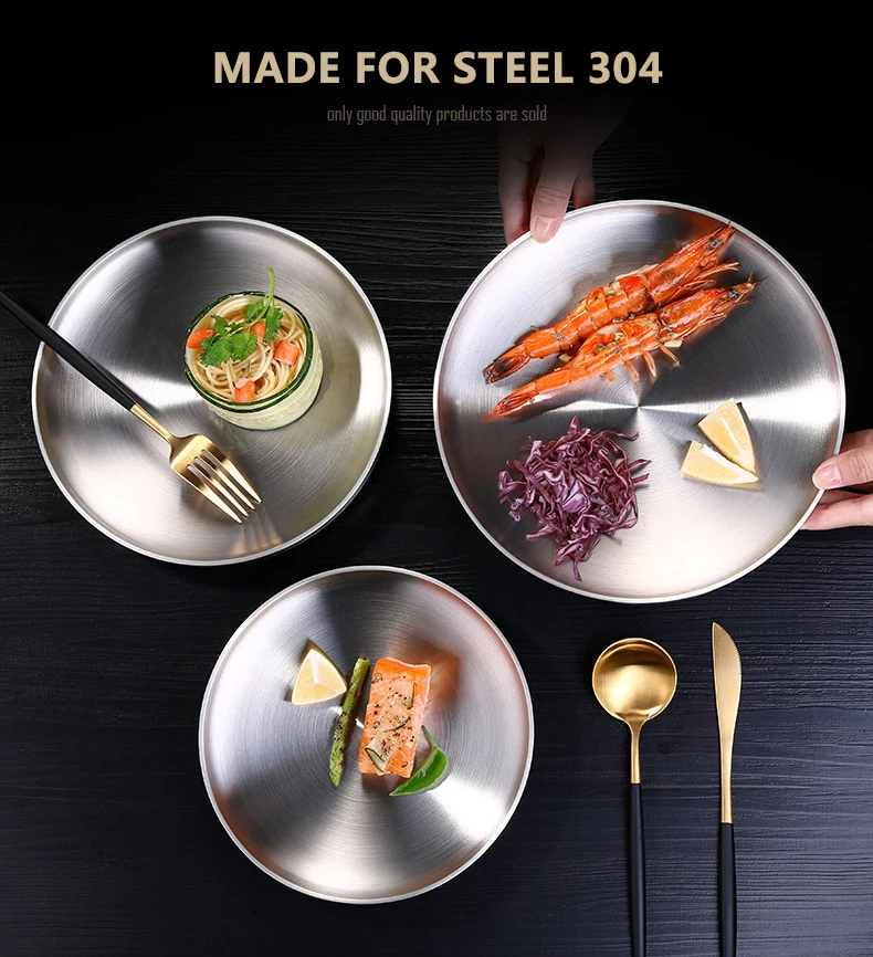 304 Stainless Steel Flat Plate - Double Insulated Dinner Plate