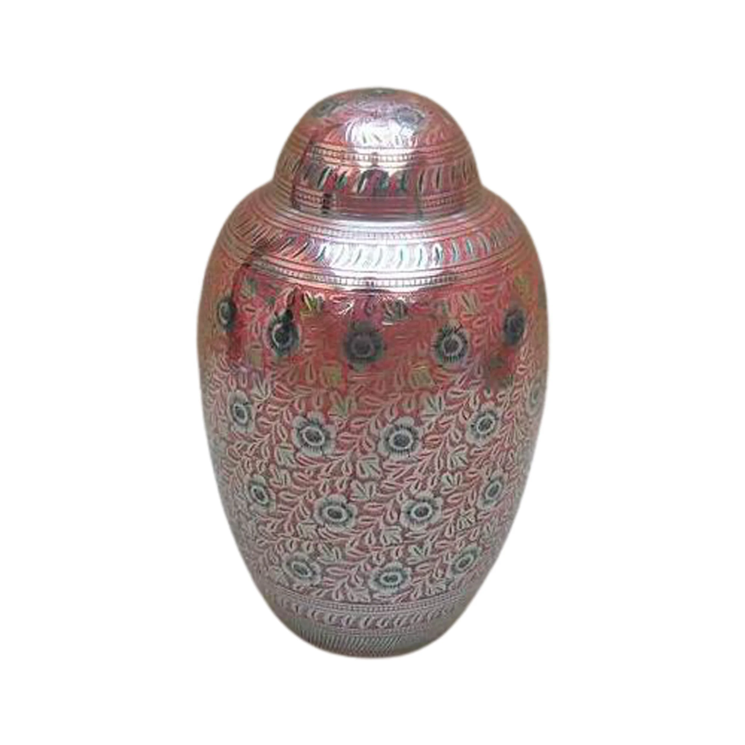 Metallic Cremation Urn And Keepsakes Dome Top Design With Decorative ...
