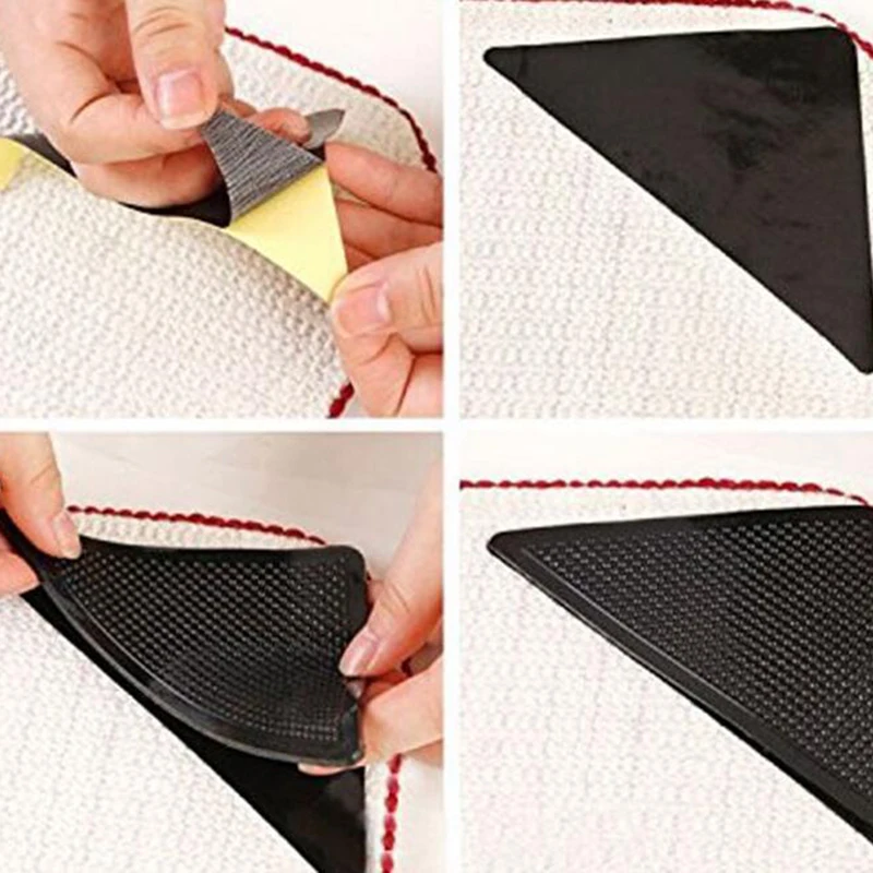 4/8pcs Triangle Anti-skid Rubber Mat Non Slip Patch Mat Rug Gripper ...