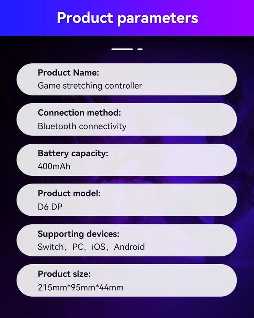 D6DP Wireless Gamepad Stretching Extendable Gaming Controller BT Handle Pad for Phone Android ...