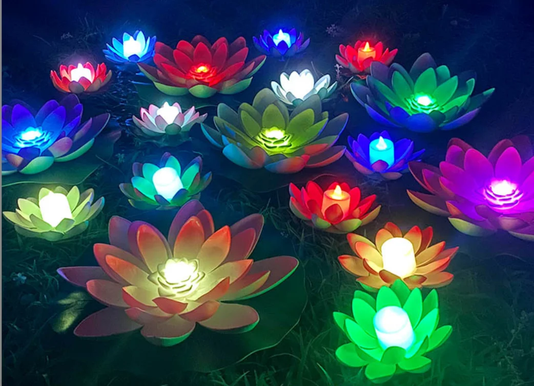 18cm Floral Decoration Artificial Floating Led Electric Lotus Water ...