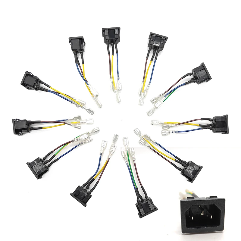 Ac Socket Cable Male 3 Pin Custom Wire Harness 4.8mm 110 250 Crimp ...