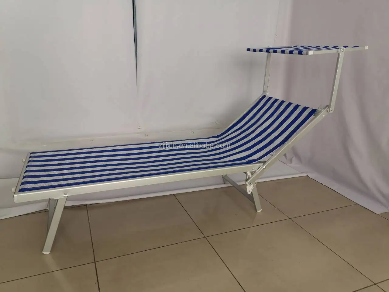 Outdoor Patio Portable Folding Bed With Sunshade Beach Sun Chaise ...
