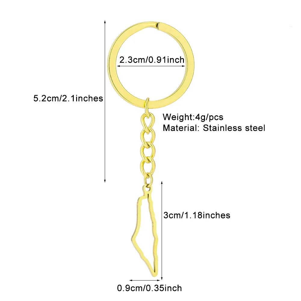 Israel Palestine Map Pendant Keychain Stainless Steel Country Map Car ...