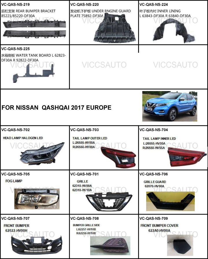 Oem 62070-hv00a For Nissan Qashqai 2017 Europe Auto Car Grille Guard ...