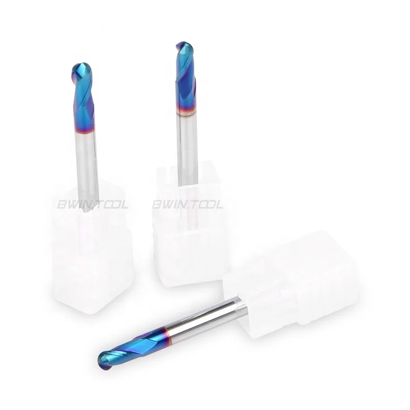 Bwin High Quality Naco Coating 2 Flute Solid Tungsten Carbide Ball Nose ...