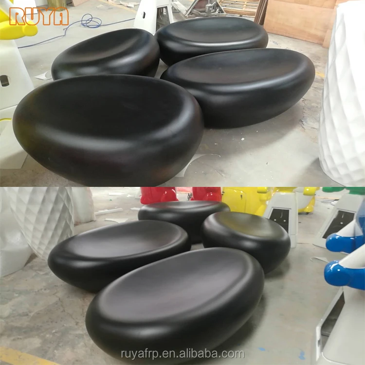 Unique Black Pebble-Styled Fiberglass Benches for Outdoor Garden Patio ...