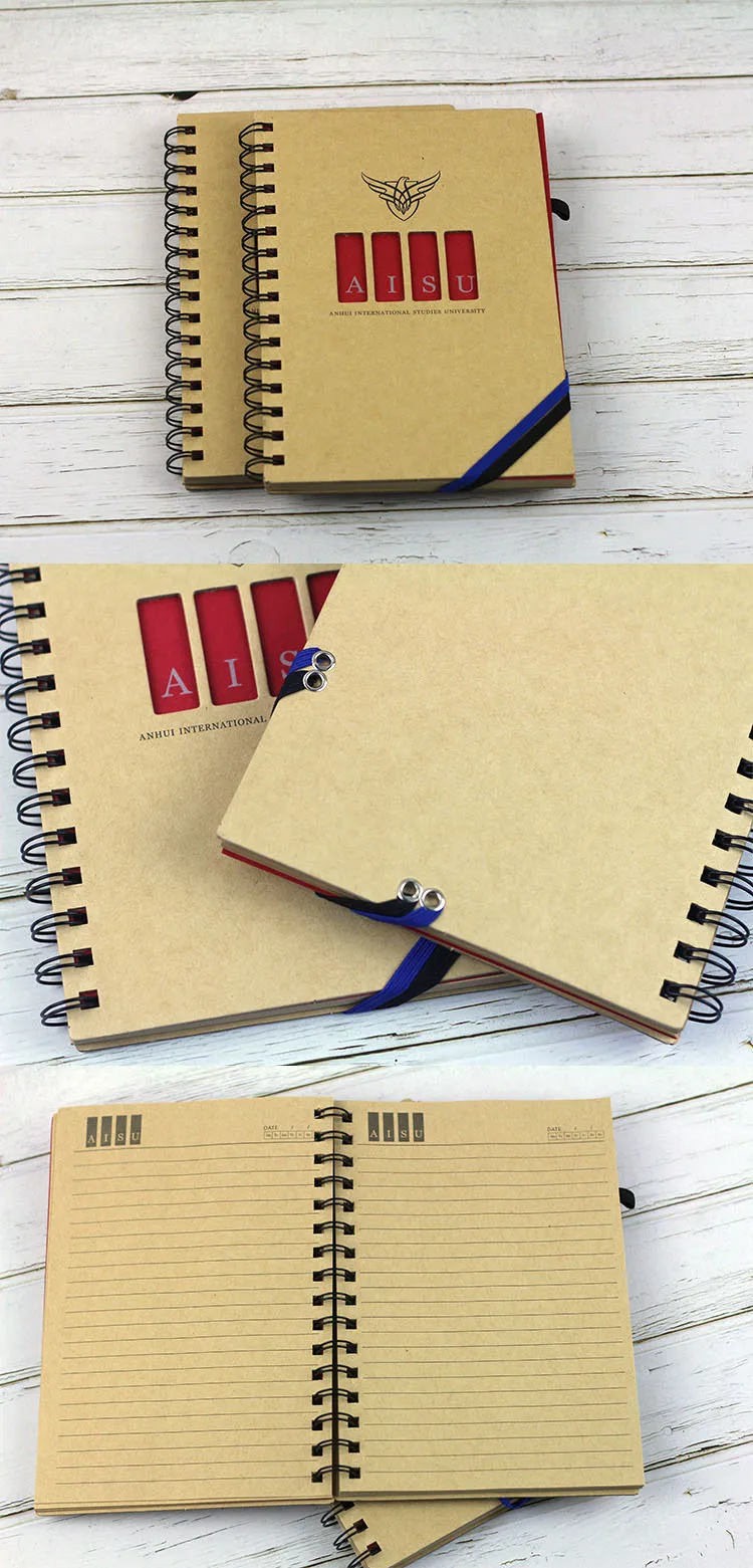Custom Printed Vintage Kraft Paper Coil Notebook