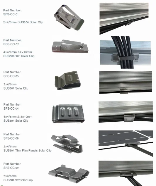 2 Lines Stainless Steel Solar Panel Cable Clips PV Panel Wire ...