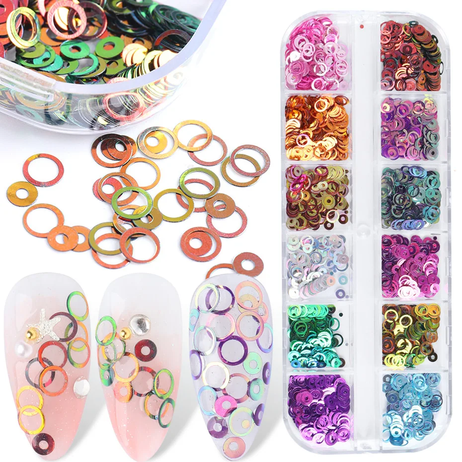 Nail Sequins Laser Round Circle Holographic Glitter Nail Art ...