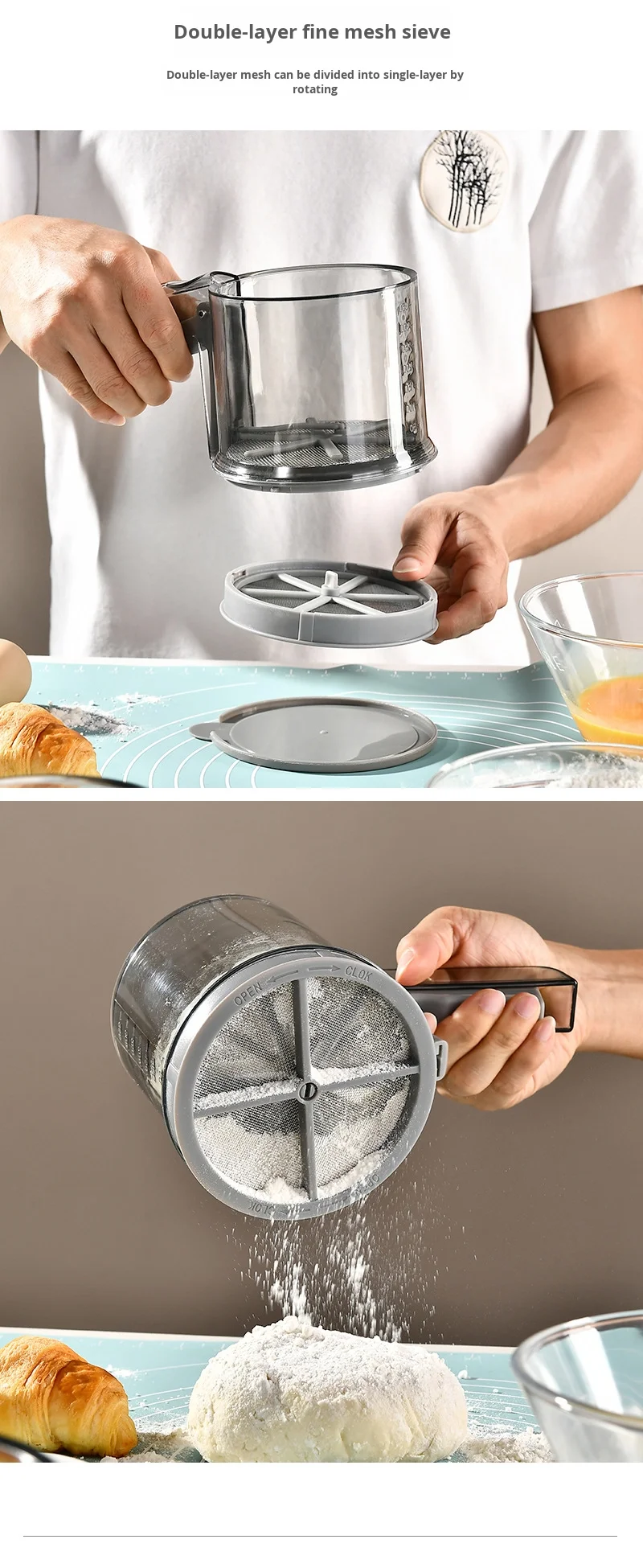 Handheld Plastic PP Transparent Powder Sifter Cup Single Double Layer ...