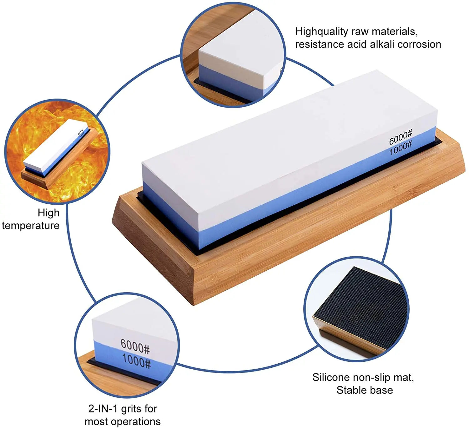 Pms Double Sided Whetstone Knife Stone Sharpener 1000# 6000# Silicone ...